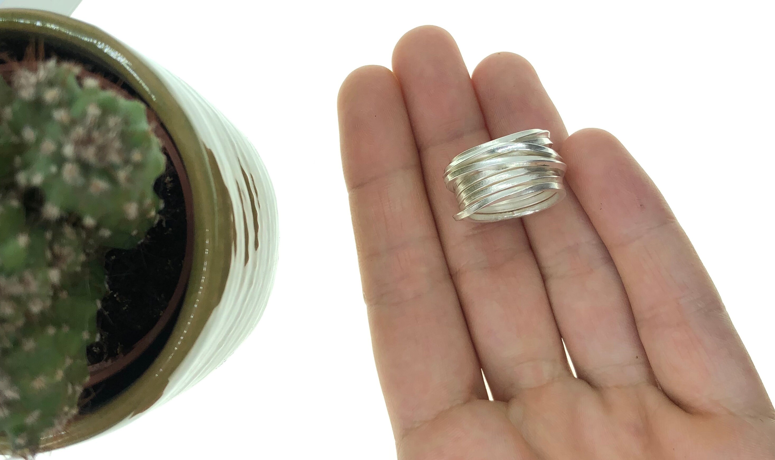 Pure Silver Square Wire Crossover Ring - Etsy