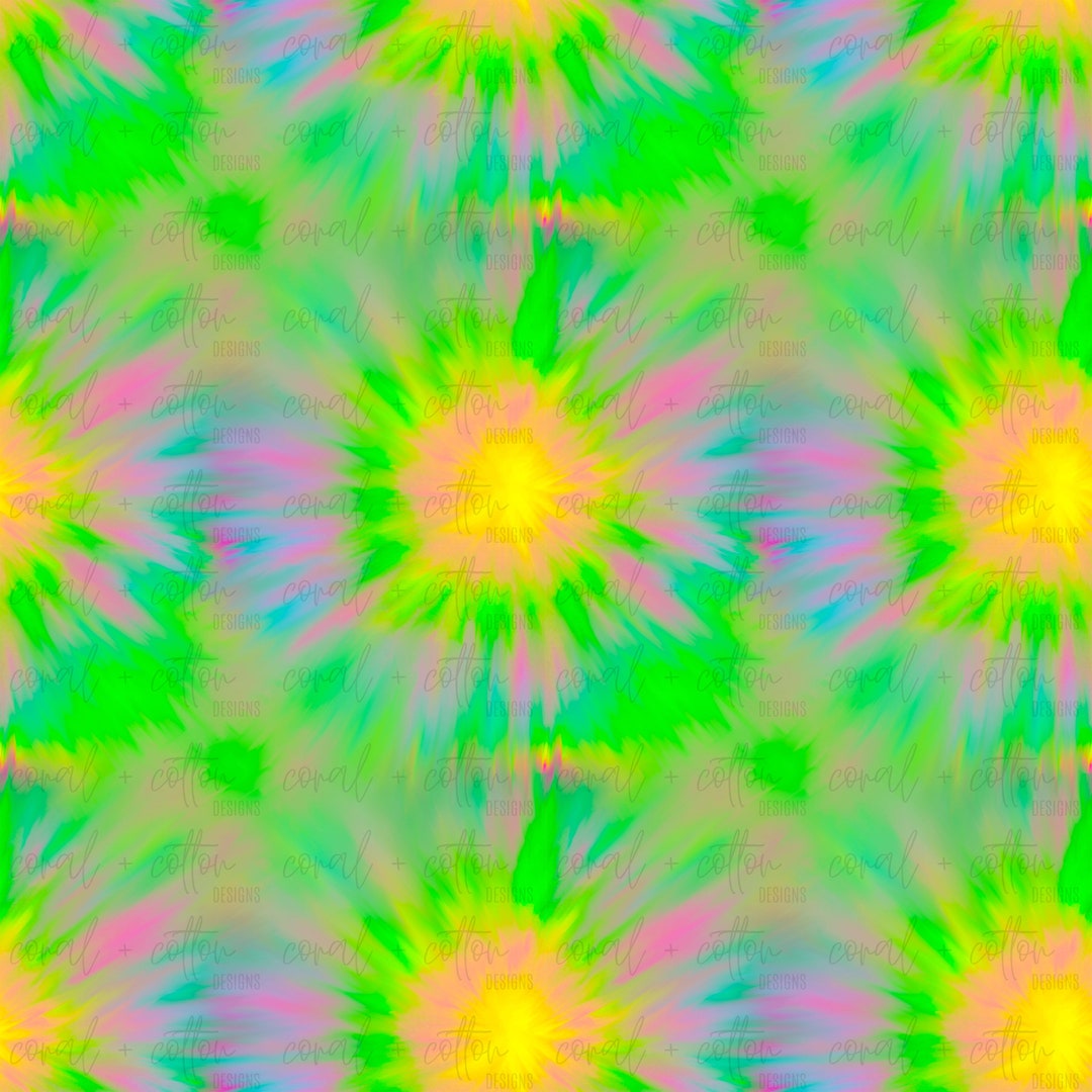 Neon Tie Dye Seamless Pattern | Digital File | Rainbow | Digital ...