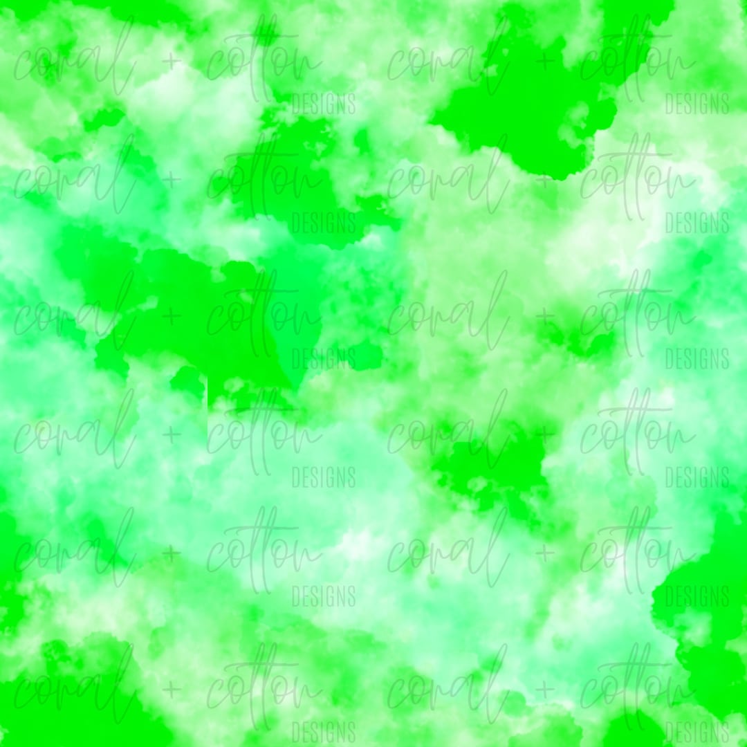 Neon Green Clouds Seamless Pattern | Digital File | Watercolor ...
