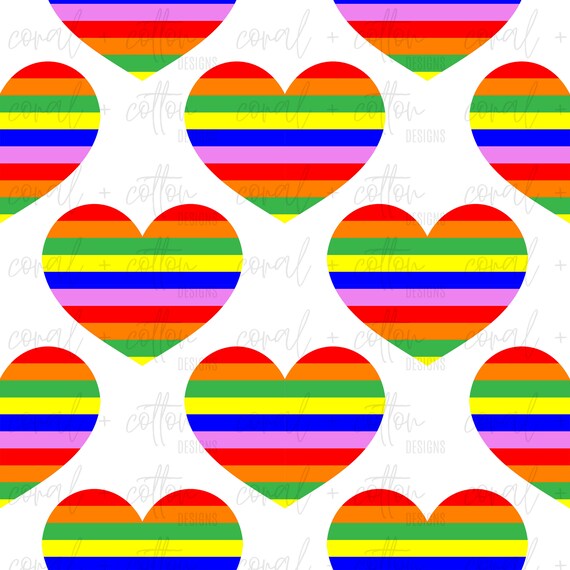 Rainbow Hearts Seamless Pattern Digital File Digital | Etsy