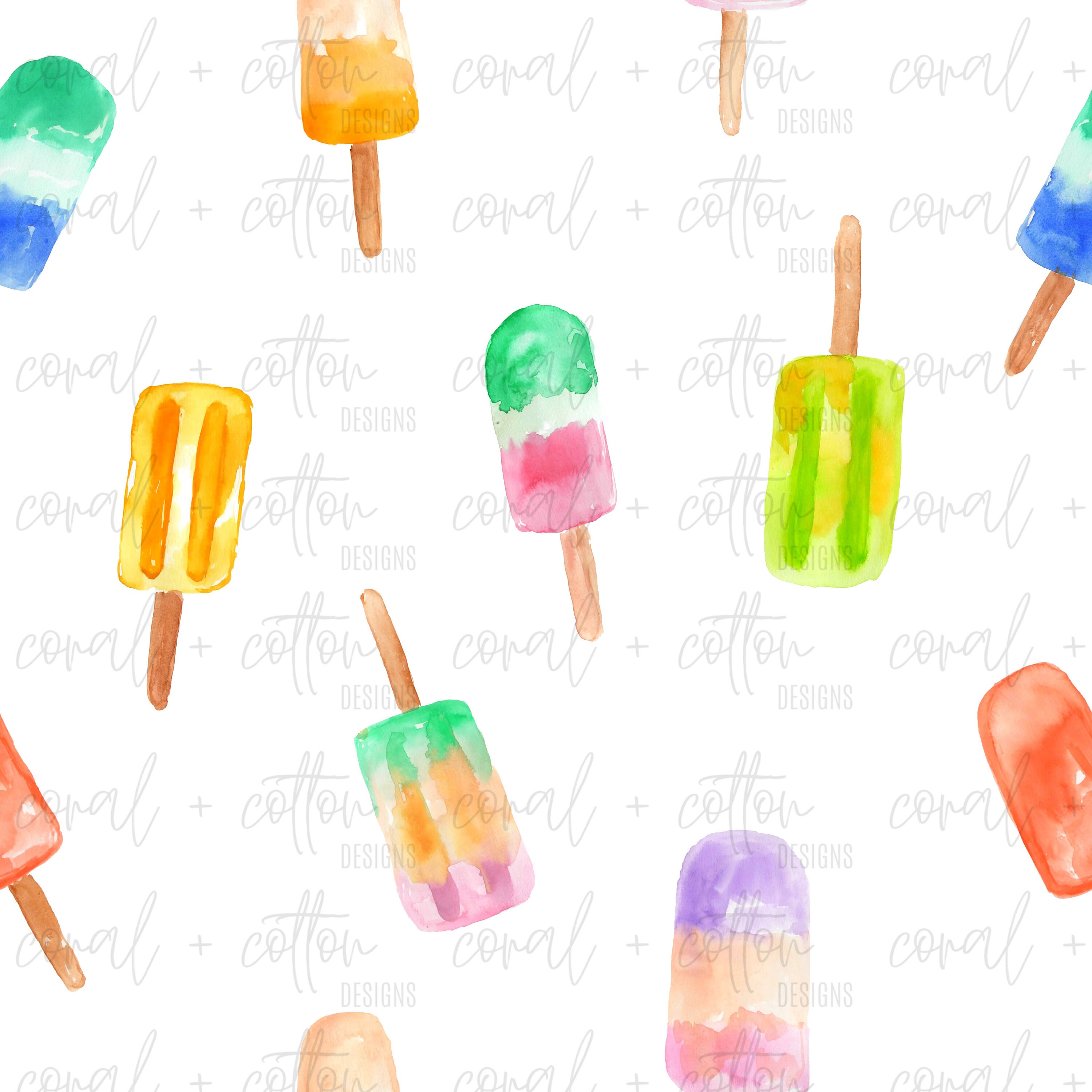 Popsicle Seamless Pattern Digital File Watercolor | Etsy