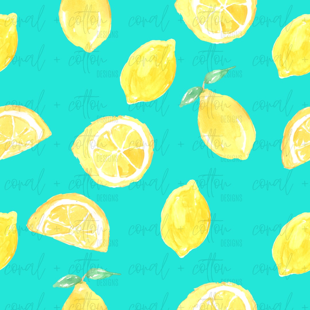 Teal Lemon Seamless Pattern | Digital File | Watercolor | Digital ...