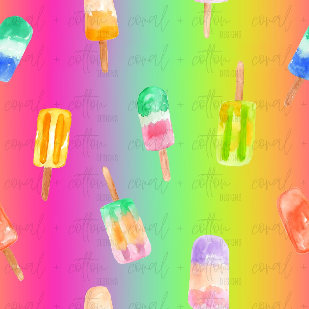 Rainbow Popsicle Seamless Pattern | Digital File | Watercolor | Digital ...