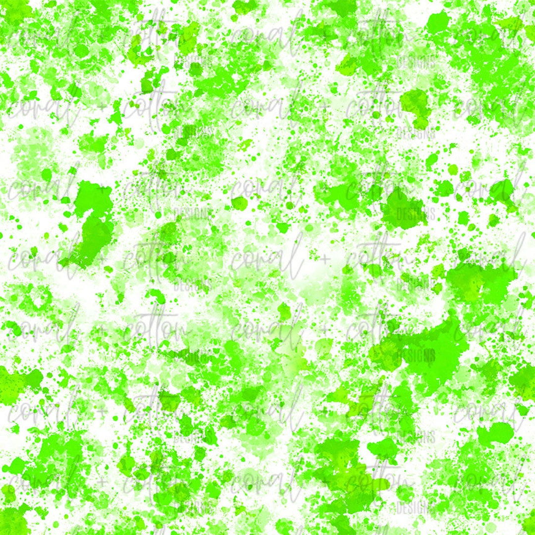 Neon Green Splatter Seamless Pattern | Digital File | Watercolor ...