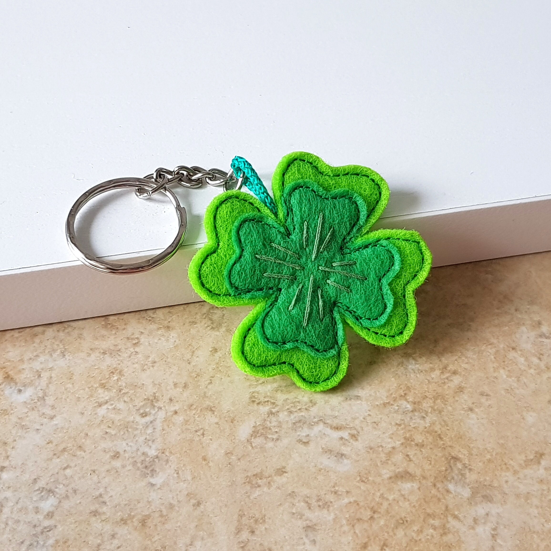 St Patrick's Day Keychain Four Leaf Clover Key Ring | Etsy
