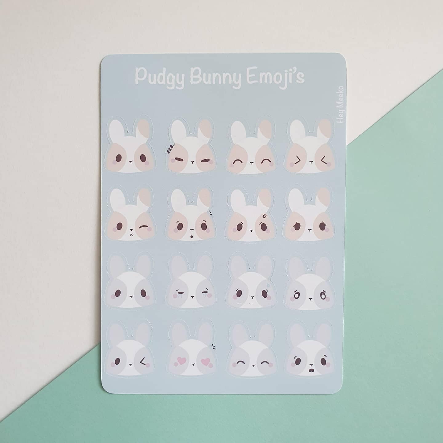 Pudgy Bunny Emoji Sticker Sheetmattejournal Stickersdecal ...