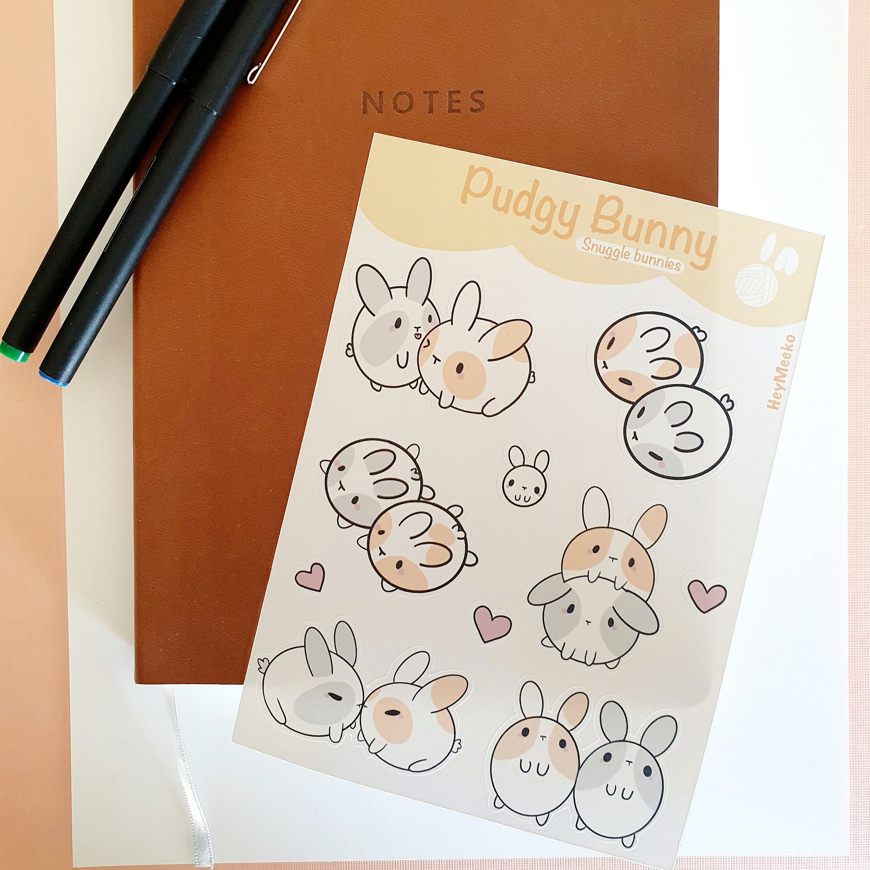 Pudgy Bunny: Snuggle Bunnies Sticker Sheet | Bunny Stickers | Planner ...