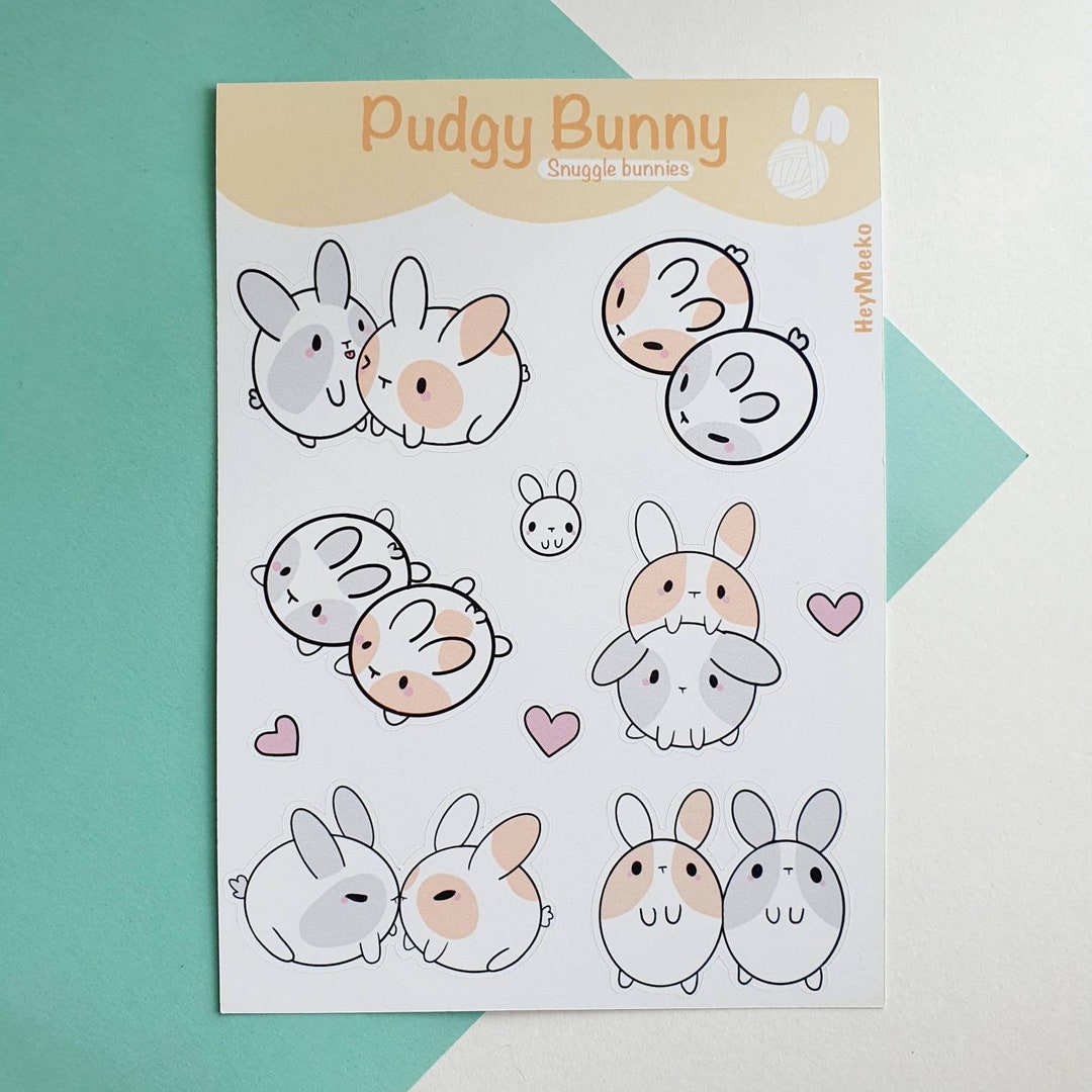 Pudgy Bunny: Snuggle Bunnies Sticker Sheet | Bunny Stickers | Planner ...