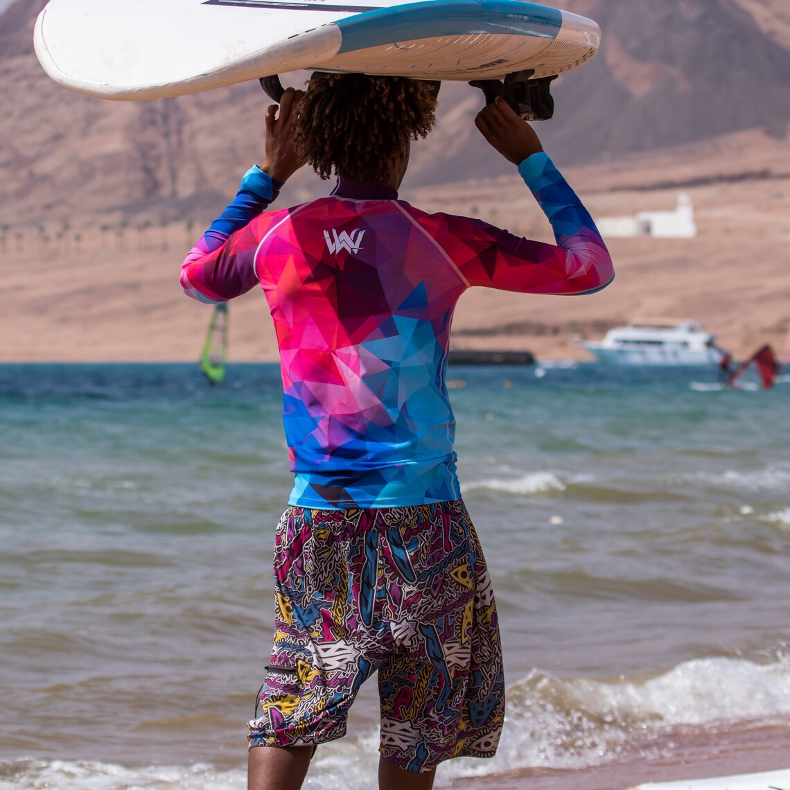 Mens Rash Guard Marble Pattern Print High Visibility Long Sleeve ...