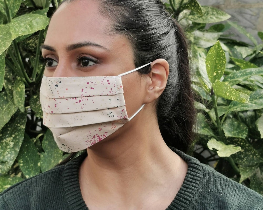 Metallic Foil HANDMADE Face Mask Adult 100% Cotton Reusable Washable UK ...