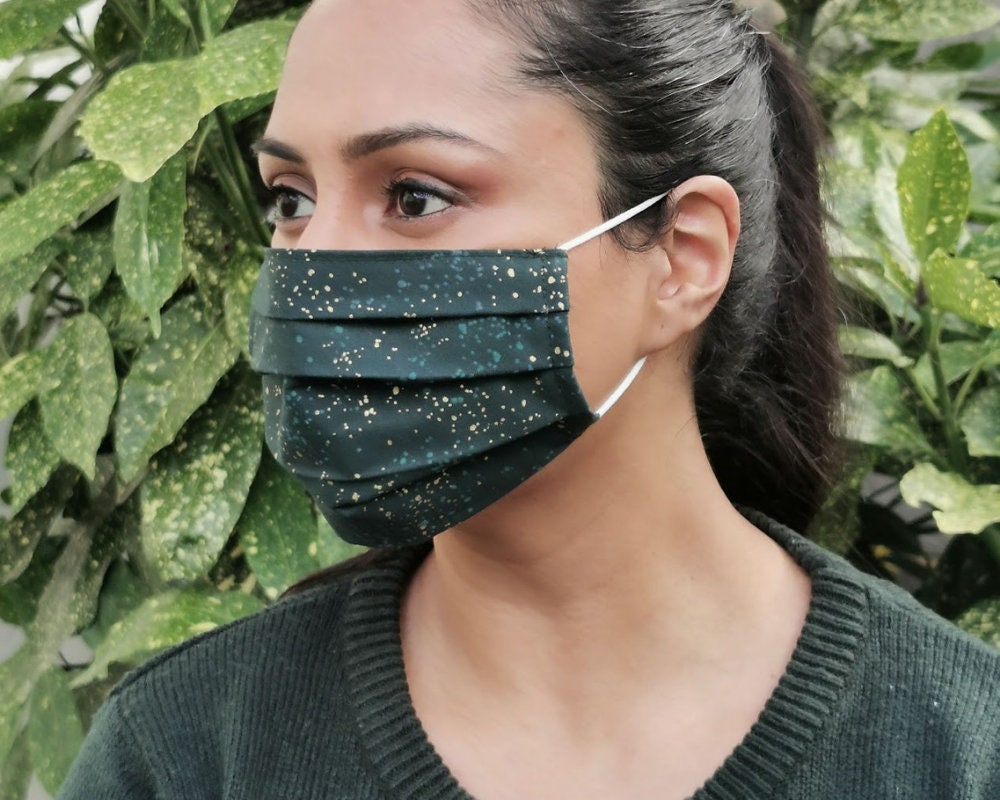 Metallic Foil HANDMADE Face Mask Adult 100% Cotton Reusable Washable UK ...
