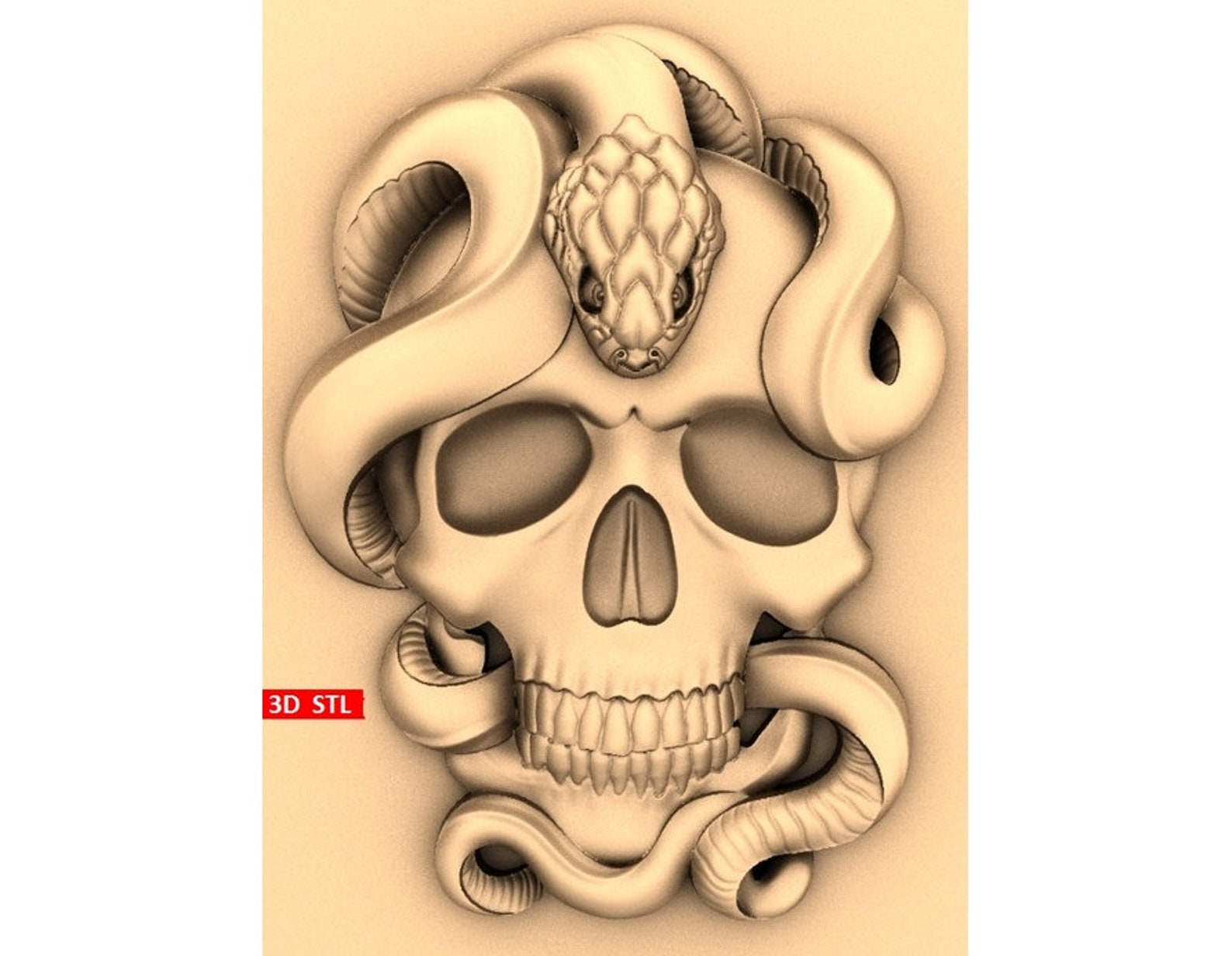 Skull and snake. STL file 3d stl stl model cnc router | Etsy