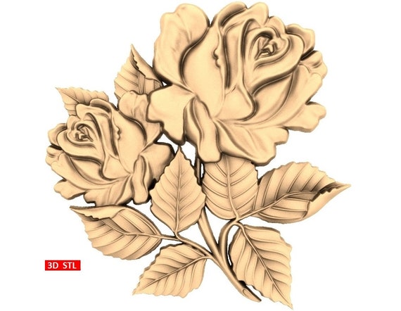 Stl File Rose 3d Cnc Stl Model Stl Model 3d Stl 3d Printer Etsy