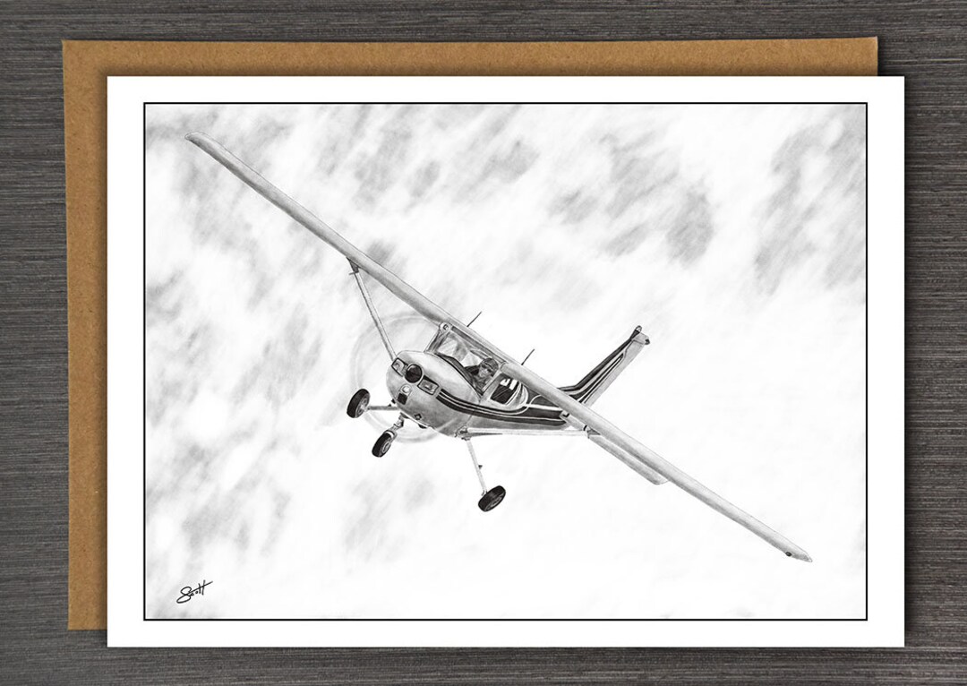Cessna 150 Aeroplane Card Blank Greetings Card Birthday Card Aviation ...