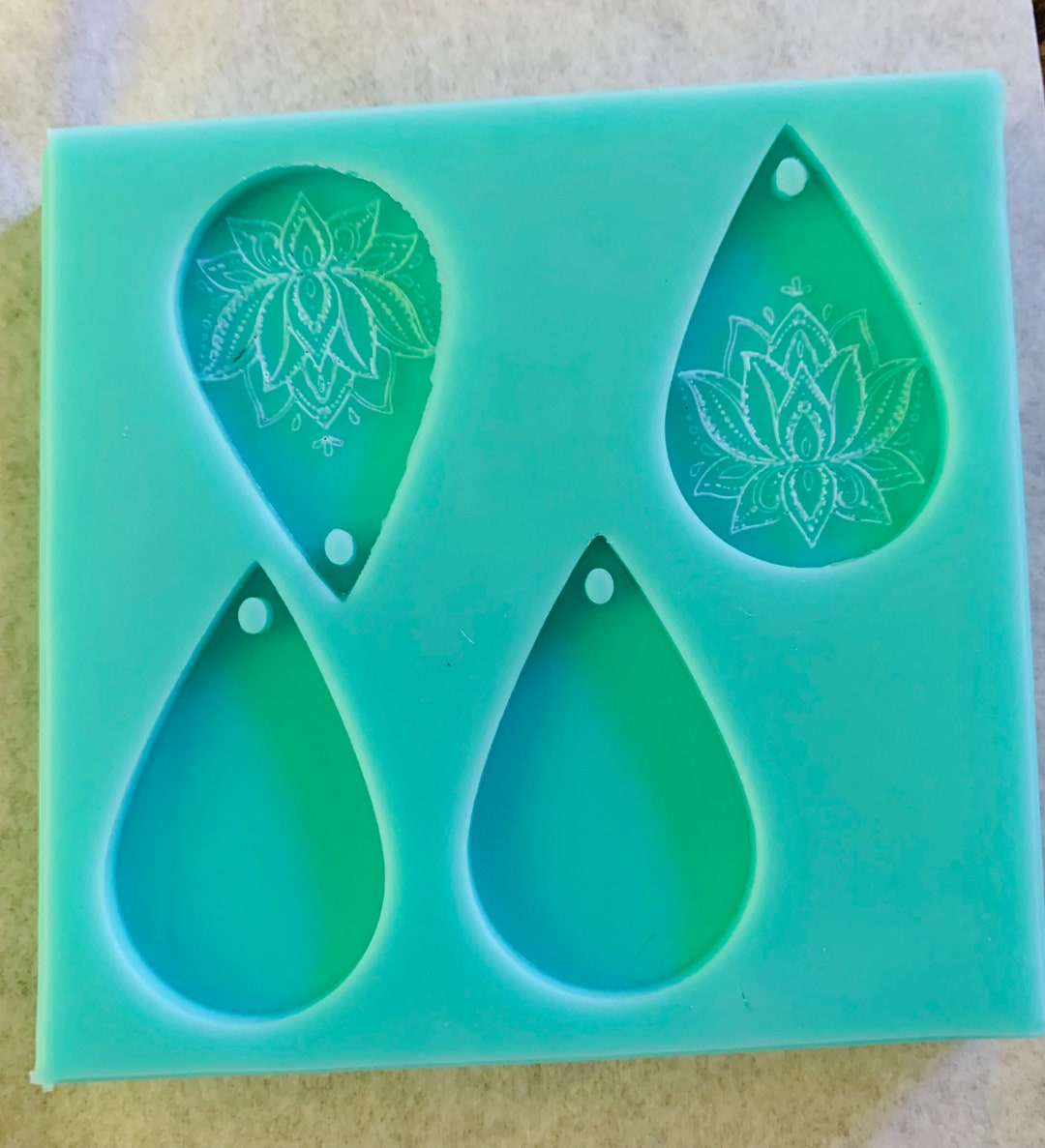 Lotus Teardrop and Clear Teardrop Dangling Earrings Silicone Mold - Etsy