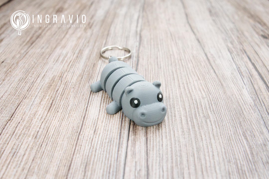 Flexi Keychain Hippo Cute 3D Animal Made of PLA Perfect Gift - Etsy