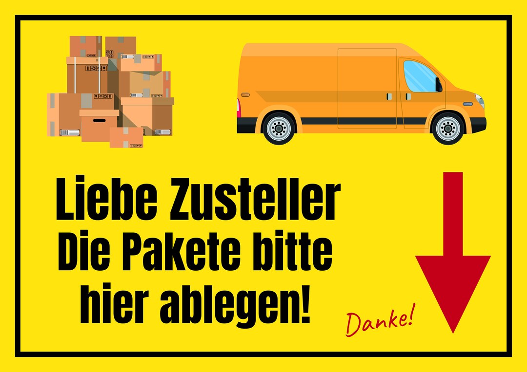 Information Sheet for Parcel Deliverers DIN A4 Parcels, Sign, Printout ...