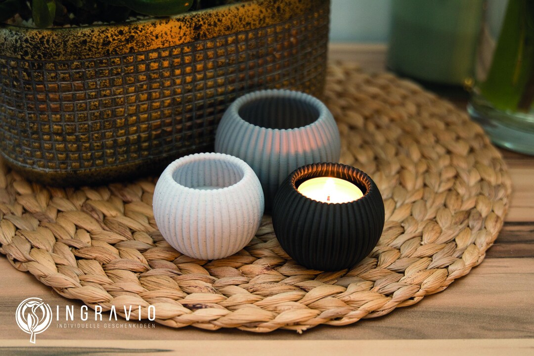 Minimalist Tealight Holder From the 3D Printer - Ribbed Design in 3 ...