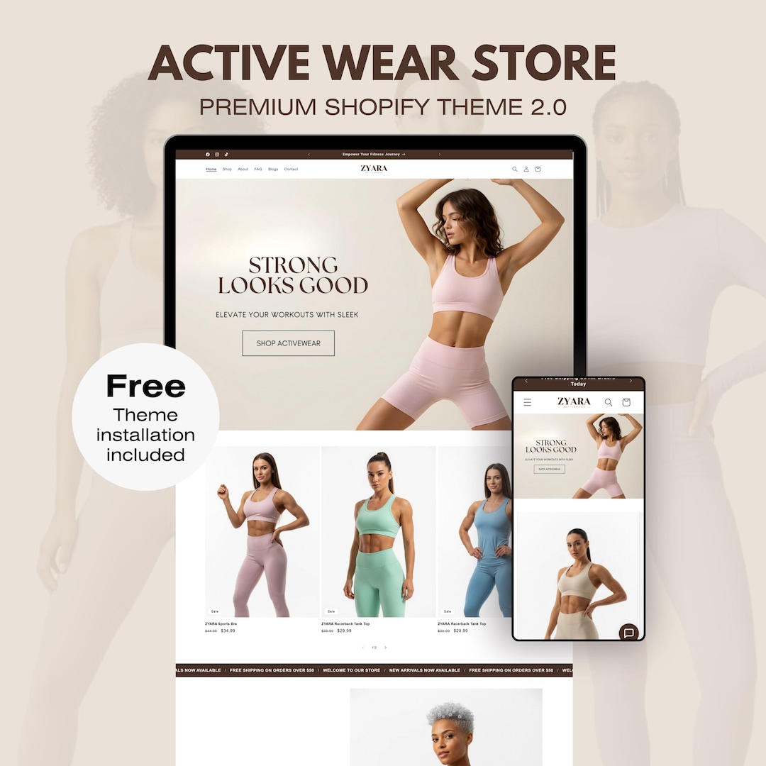 Activewear Shopify Theme: Minimalist Boutique Website Template - Etsy