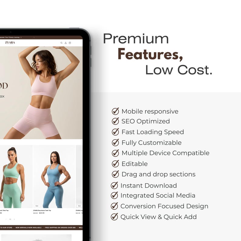 Activewear Shopify Theme: Minimalist Boutique Website Template - Etsy