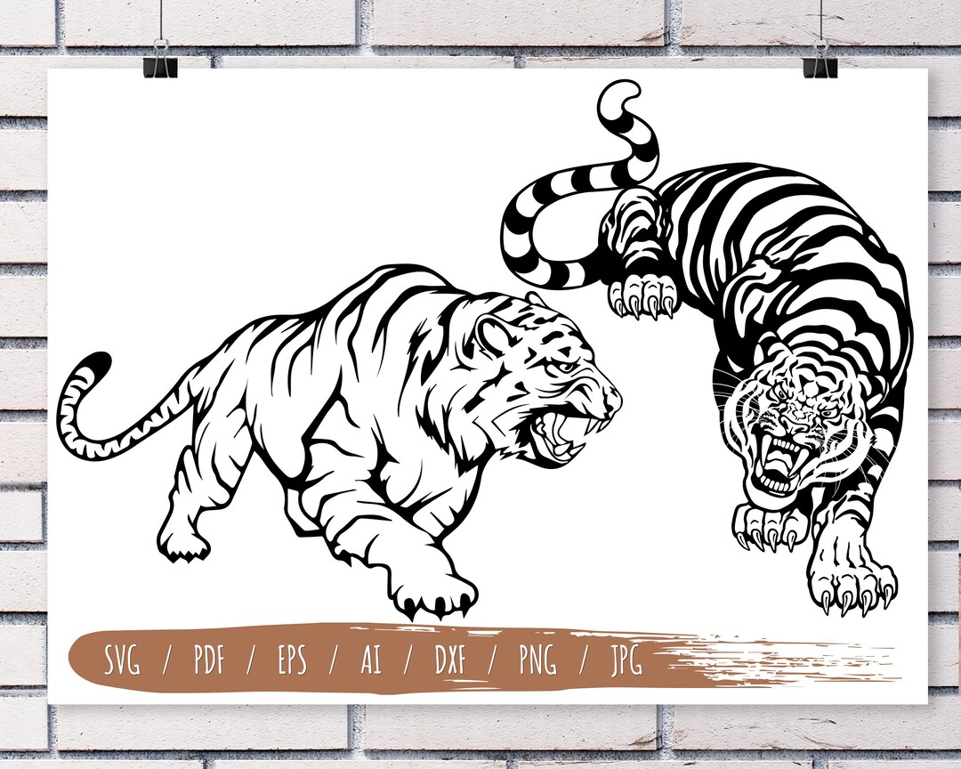 Tattoos Ideas Black Vector Tiger Bundle Cut Files for Cricut ...