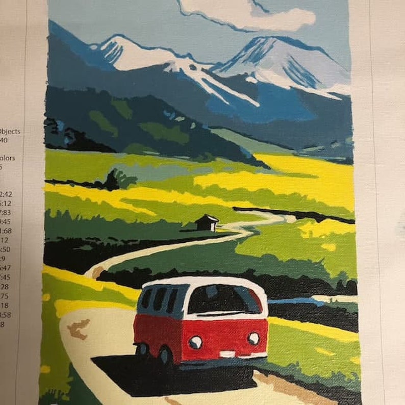 Mountains View Summer Landscape Van Acrylic Painting Home - Etsy