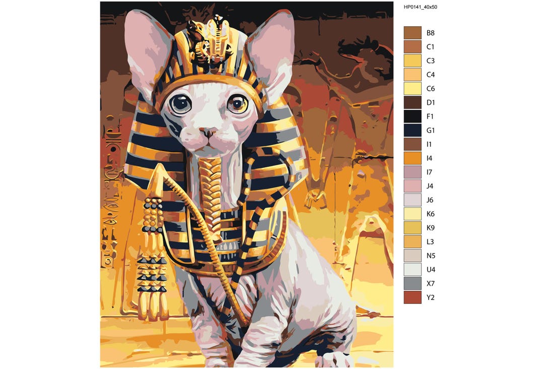Sphinx Cat Egypt Art Paint by Numbers for Adults Beautiful Acrylic ...