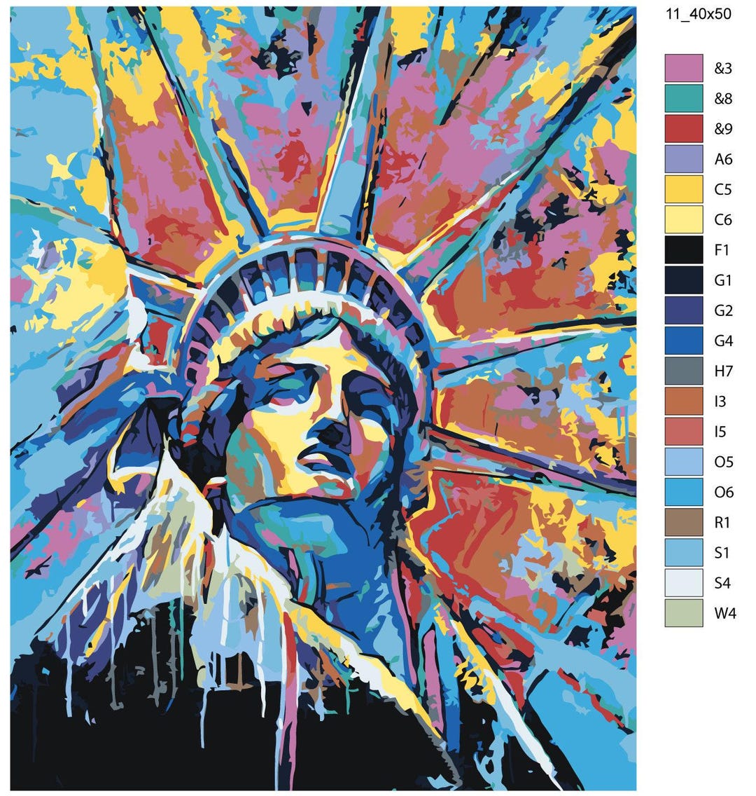 Statue of Liberty Paints by Number DIY Kit - EU Shipping - DIY Paint by ...