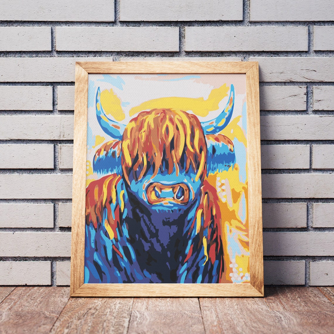 Hairy Bull Pop Art Acrylic Painting by Numbers DIY Paint by - Etsy