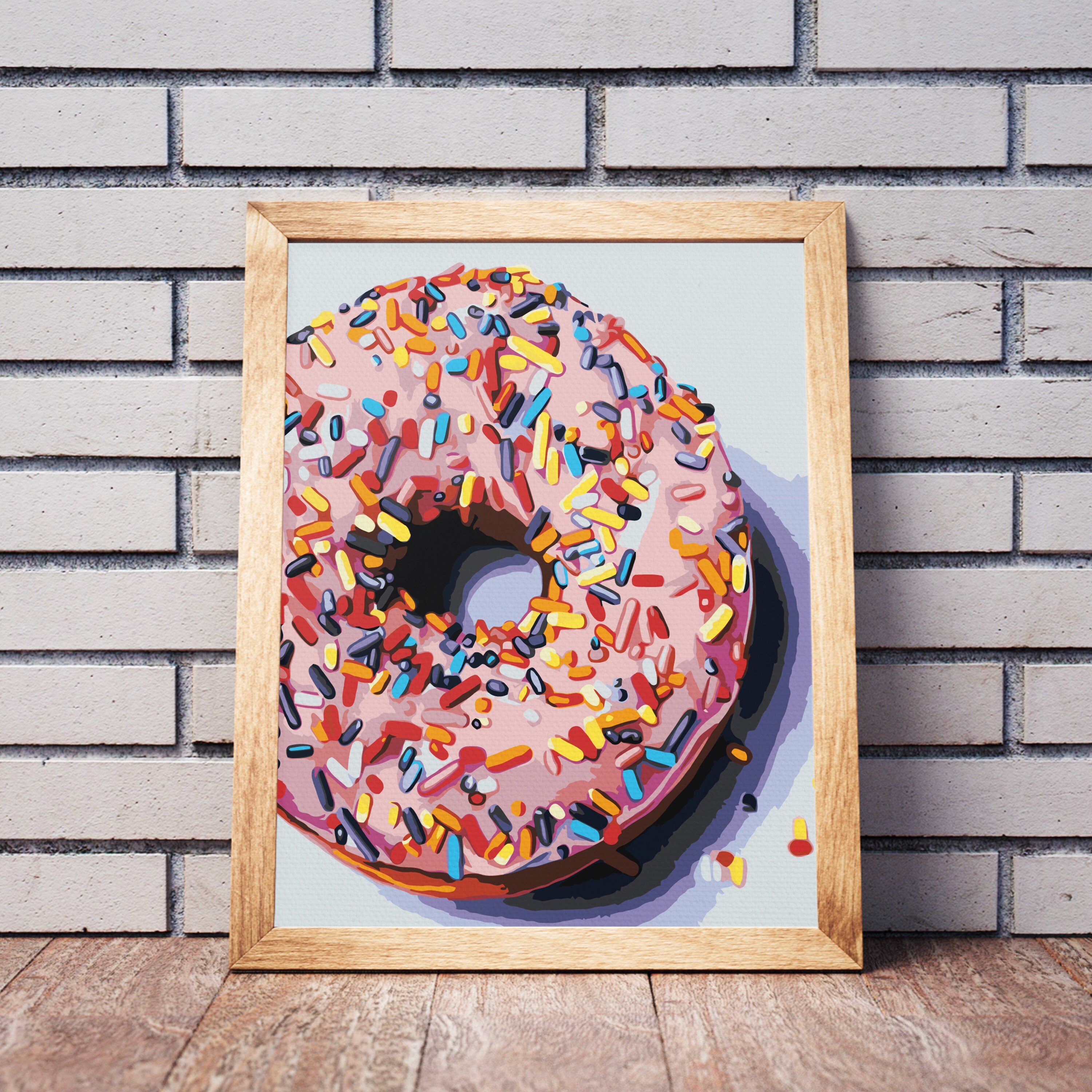 Pink Donut Art Acrylic Colorful Painting by Numbers DIY Paint by Number ...