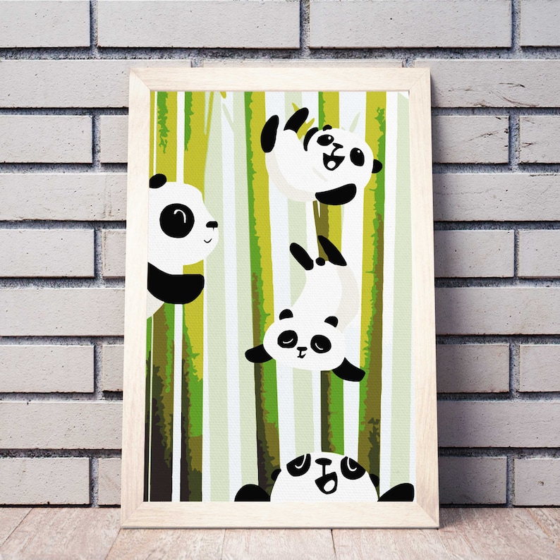 Cute Panda in Bamboo Forest Paint by Numbers Canvas Painting by Numbers ...