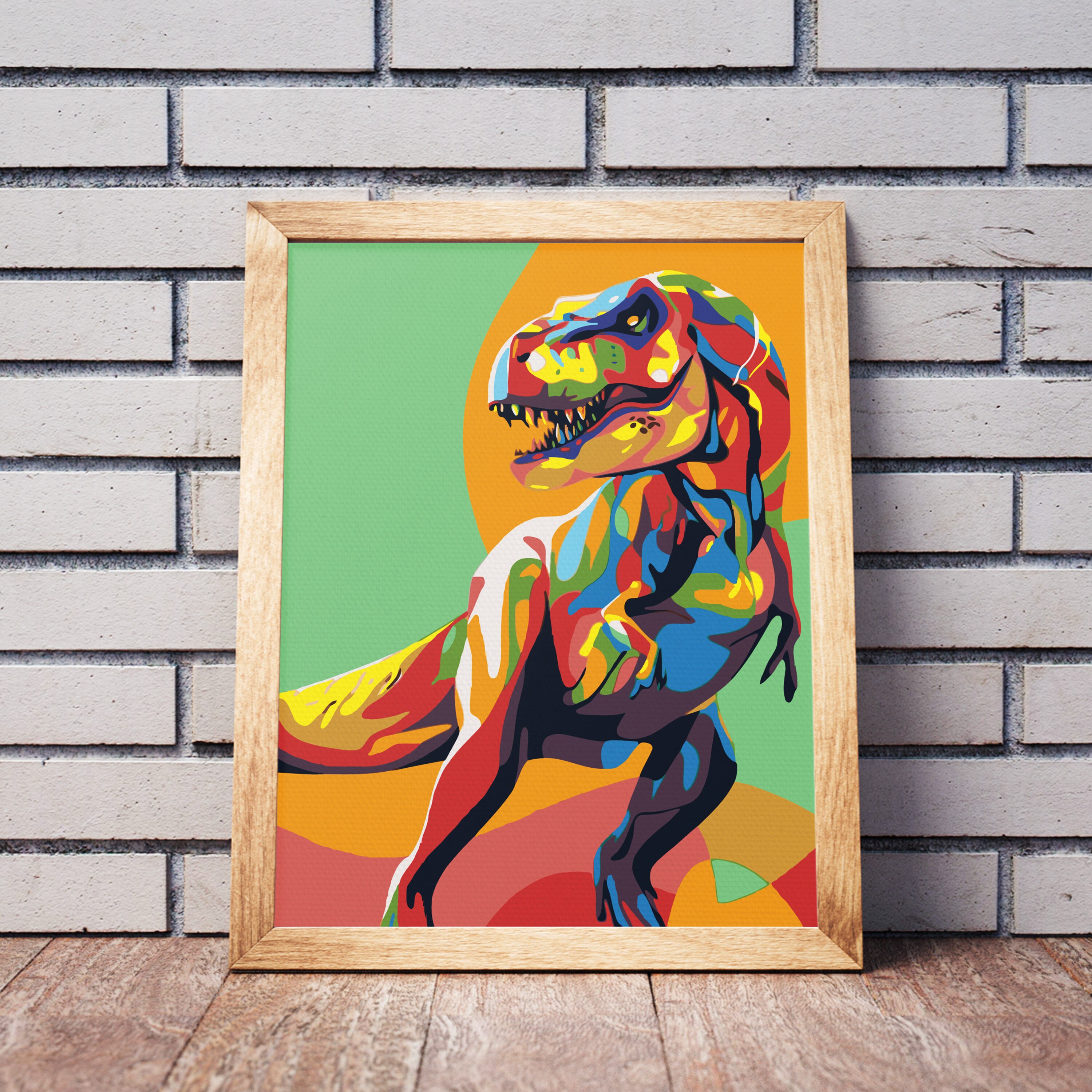 Colorful Dinosaur Portrait Pop Art Design Acrylic Painting - Etsy