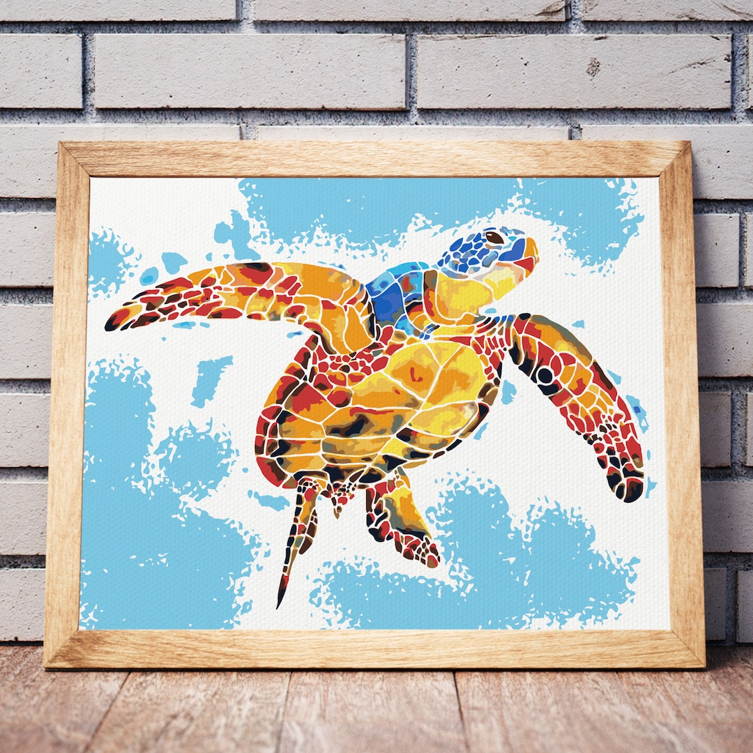 Flying Turtle Art Design Perfect Gift Idea for Painter DIY Set Paint by ...