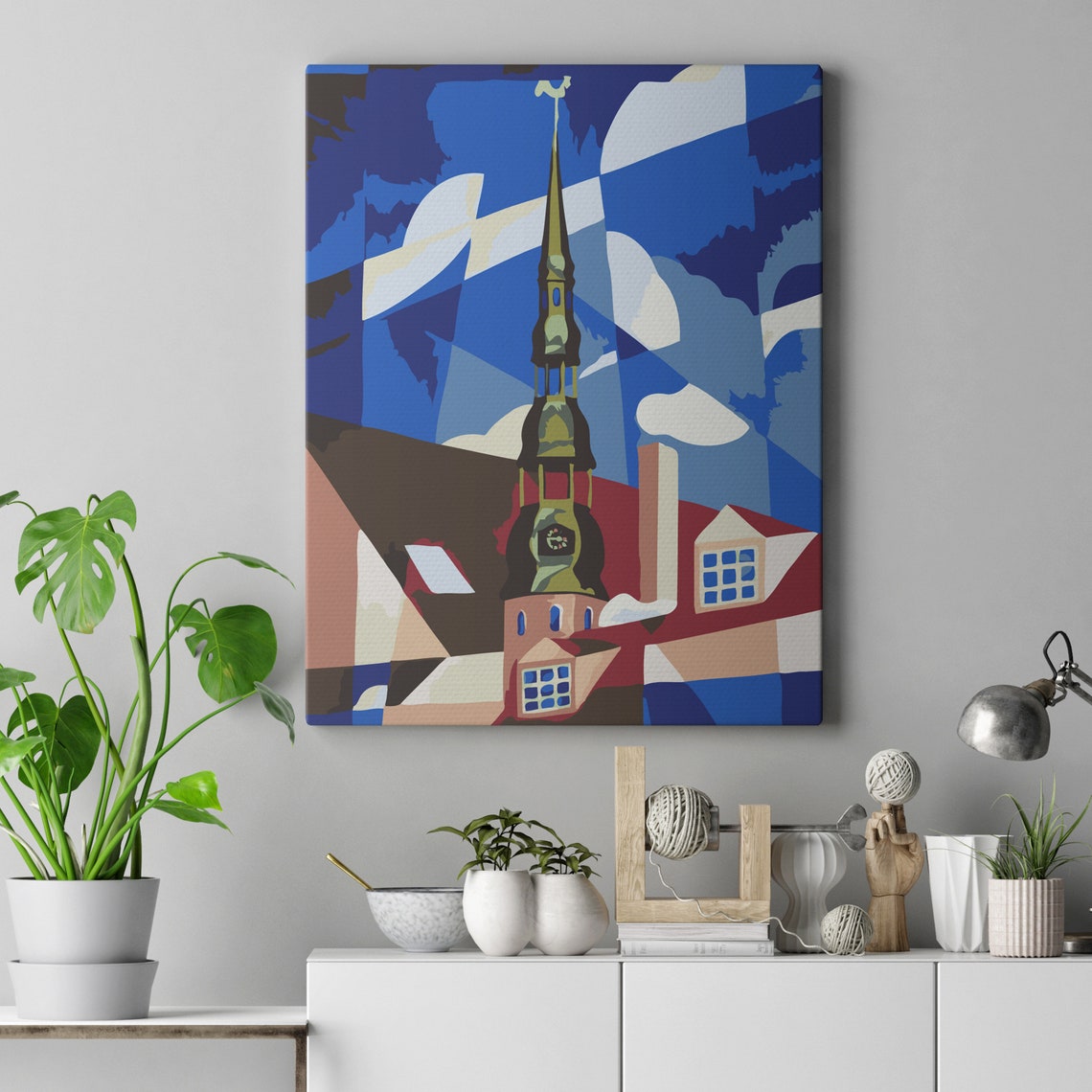 Cubism Architecture Church Painting on Canvas Paint by Your | Etsy