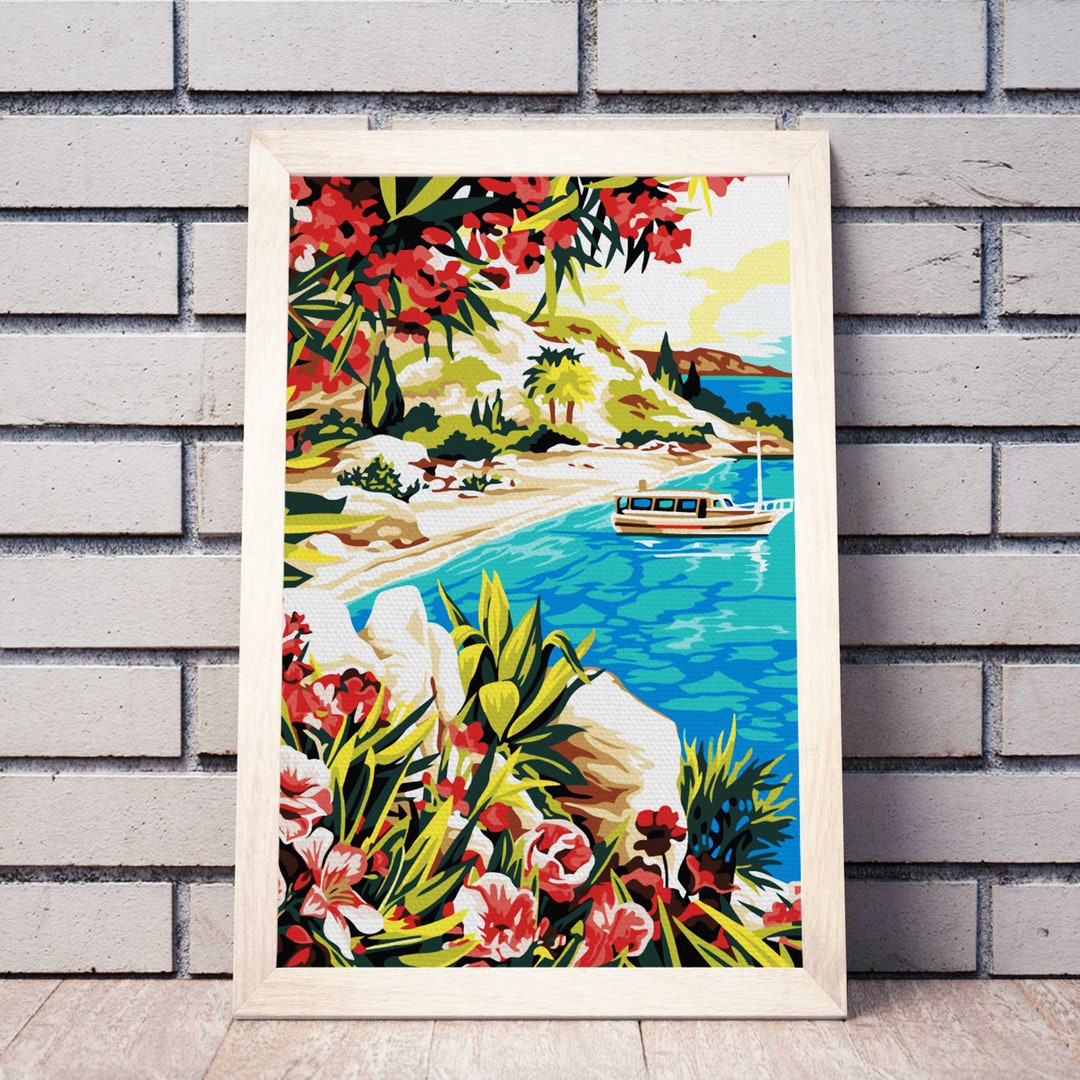 Ocean Beach Paint by Numbers DIY Kit Tropical Painting by Number Art ...
