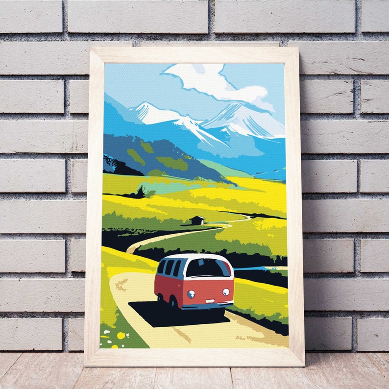 Mountains View Summer Landscape Van Acrylic Painting Home - Etsy