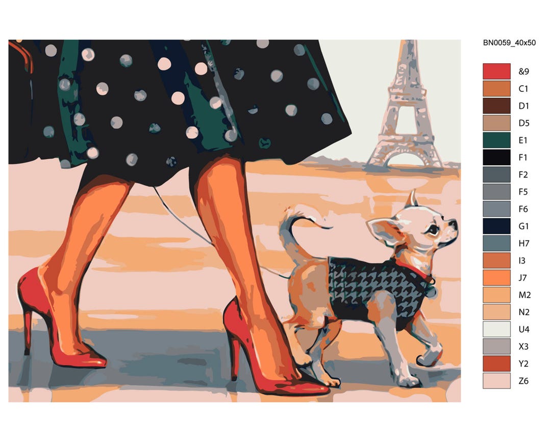 Dog Promenade Oil Painting for Adults Paint by Numbers DIY Kit Paris ...