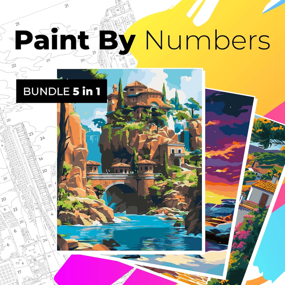5 Landscape Paint by Numbers, Landscape Coloring Pages, Color by ...