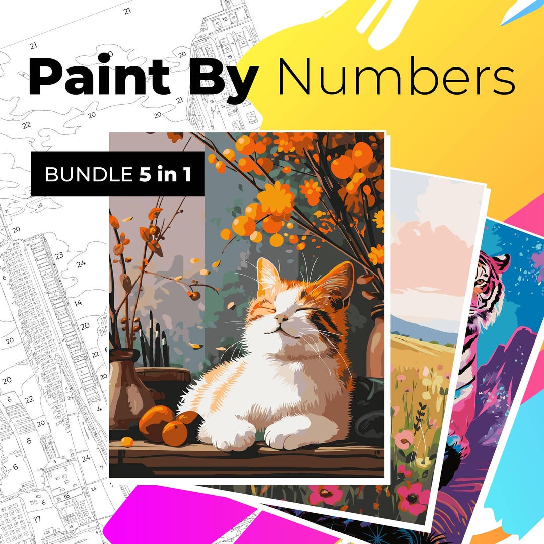 Color by Numbers Bundle Paint by Numbers Procreate Coloring Adults ...