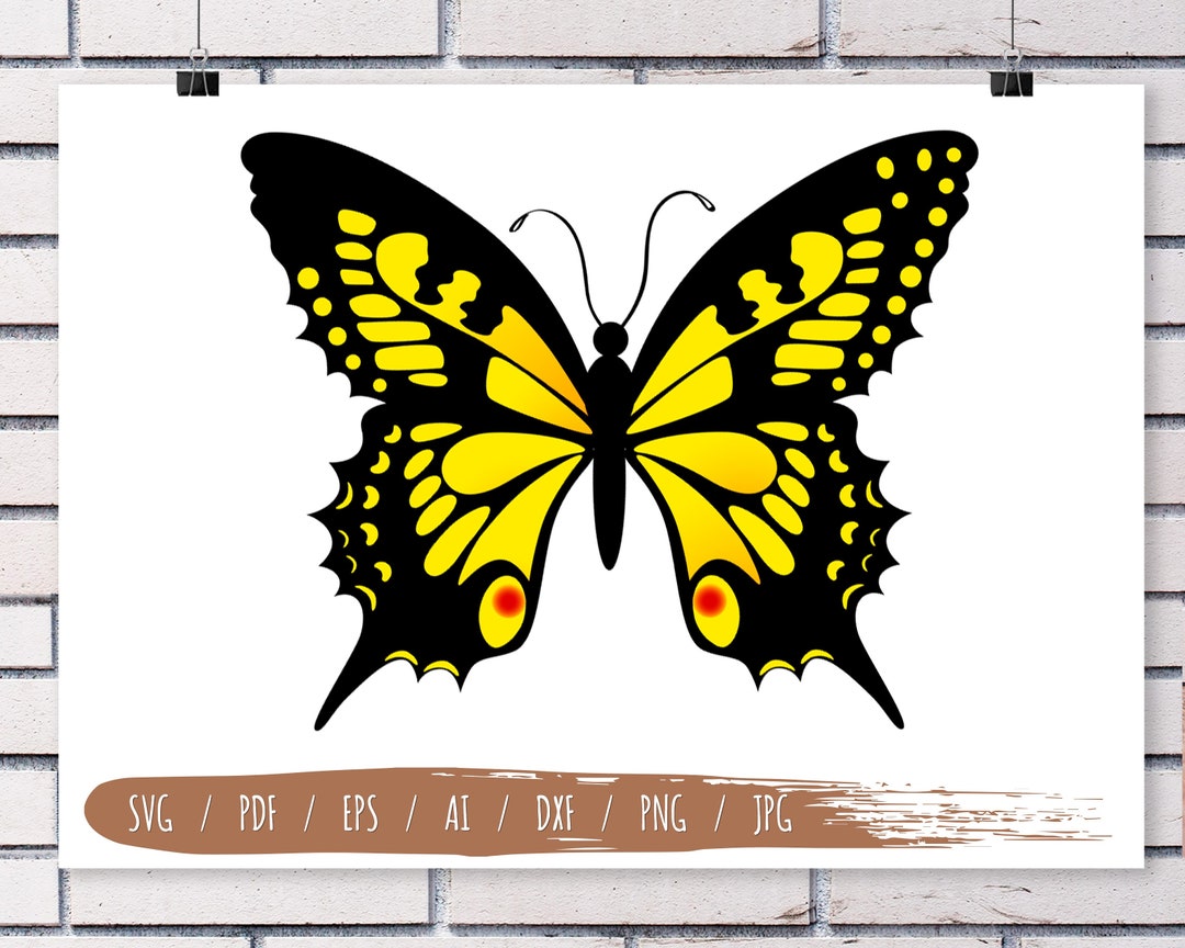 Yellow Butterfly Vector File Cut Files for Cricut, Silhouette Digital ...