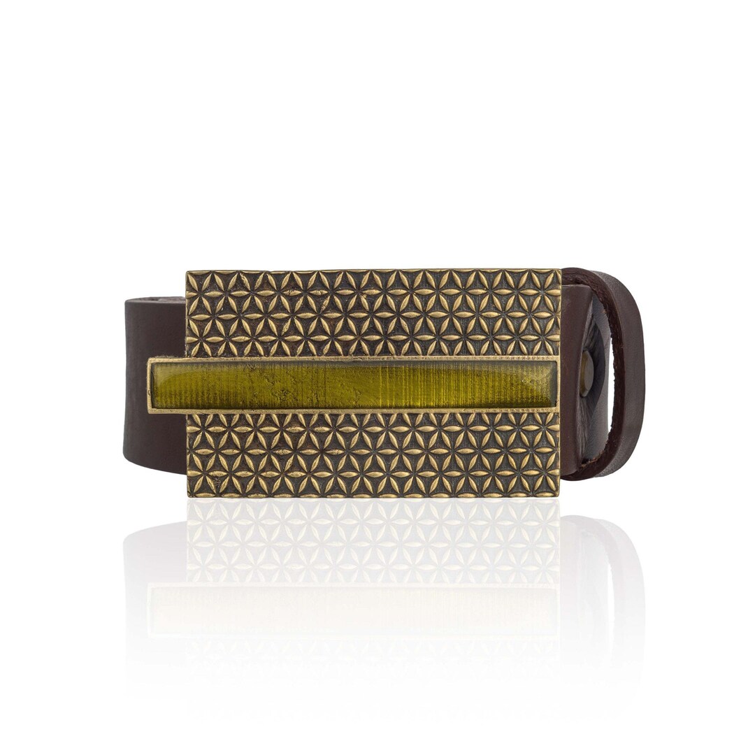 Flower of Life Bronze Belt, Leather Belt, Statement Buckle, Flower of ...