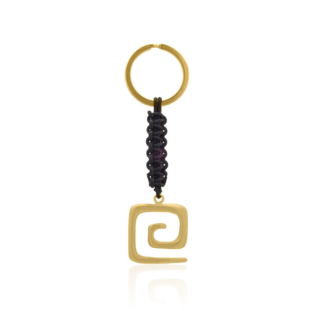 Spuare Spiral Keychain, Keychain, Gold Keychain, Handmade Keychain ...