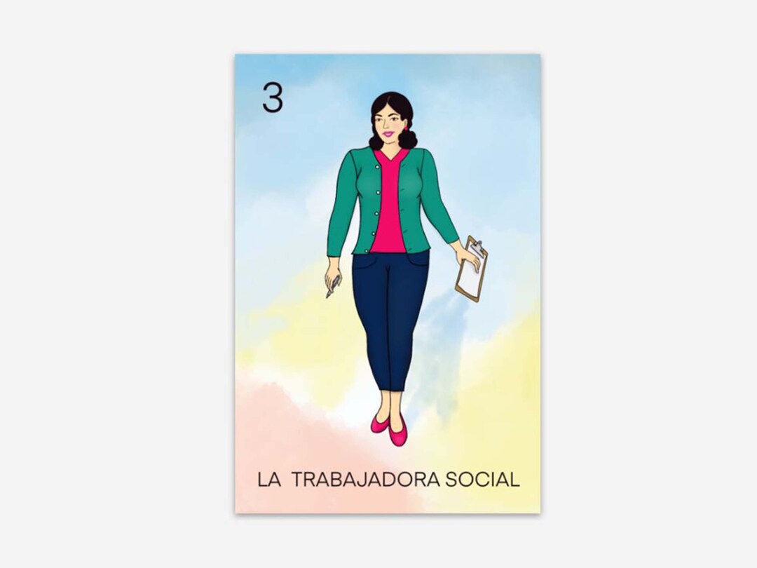 La Trabajadora Social Sticker, Loteria Inspired La Dama, Social Worker ...