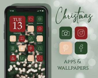 Christmas App Icons App Icons Xmas Winter Green Red | Etsy