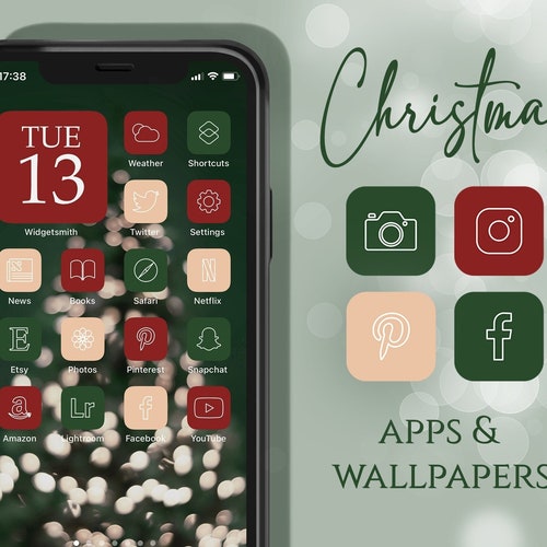 First Snow Christmas App Icons Ios Icons Xmas Green Red - Etsy