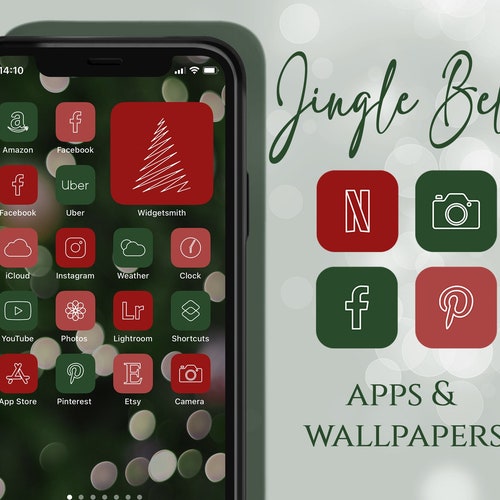 Christmas App Icons App Icons Xmas Winter Green Red | Etsy