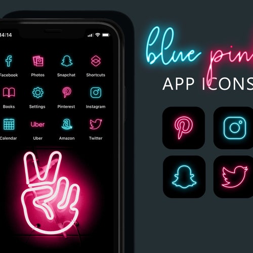 Purple Neon App Icons Neon Aesthetic Ios 14 Icons Iphone - Etsy