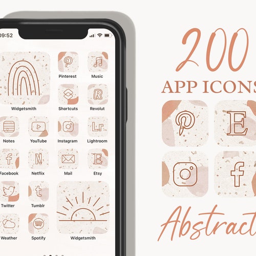 200 Abstract App Icons Ios 14 Minimalist Icons Cream Beige - Etsy