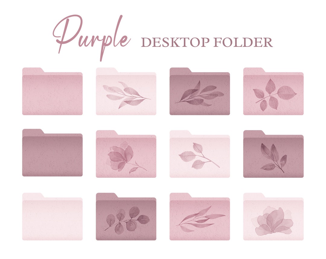 Purple Desktop Icons, Pastel Desktop Folders for Mac and Windows ...