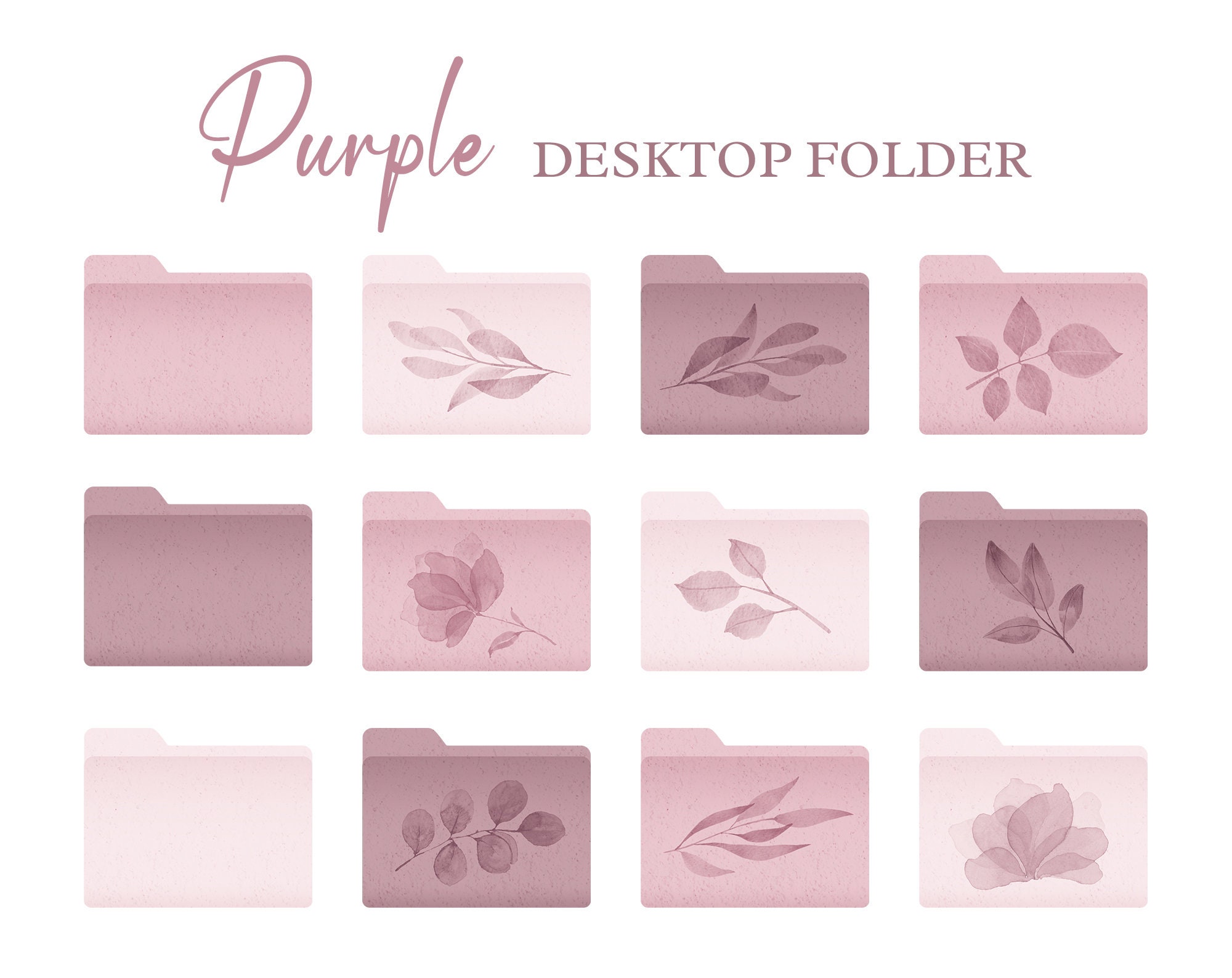 Purple Desktop Icons Pastel Desktop Folders for Mac and | Etsy